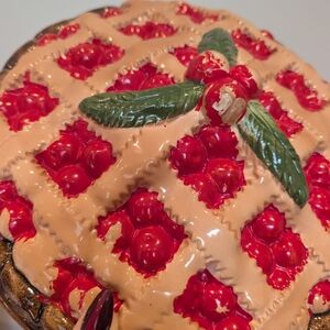 Kitchen | Ceramic Cherry Pie Dish With Red And Green Accents | Poshmark